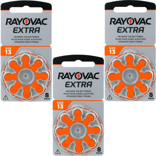 24 x RAYOVAC 13 DA13 A13 ORANGE Hearing Aid Batteries ZA13 13au AC13E ...
