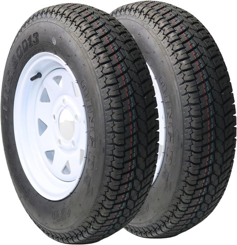 2PCS ST175/80D13 Trailer Tires 175 80 13 Tire ,5 Lug Rims Load Range C ...