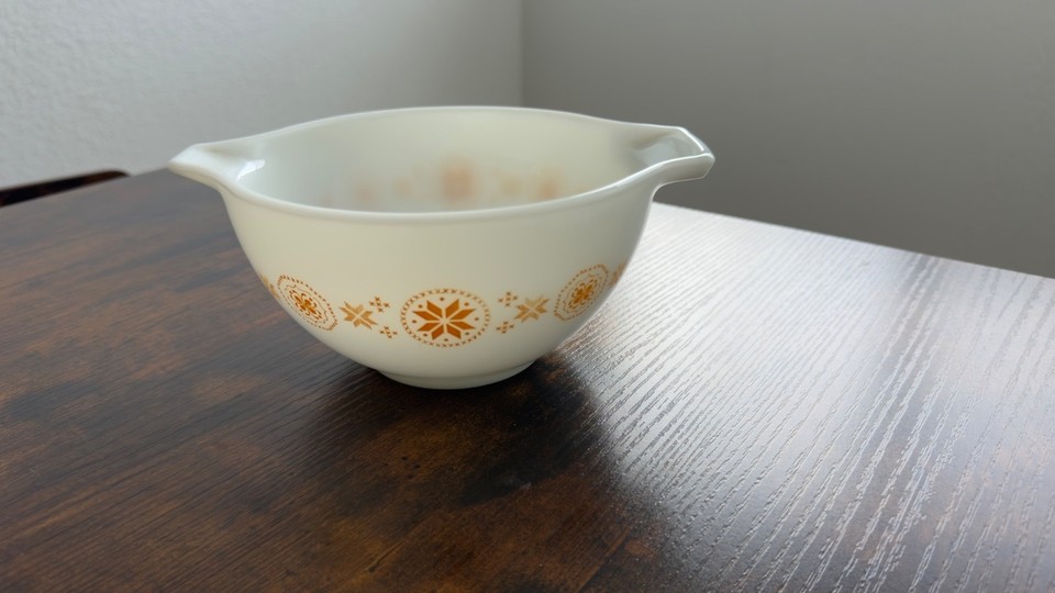 Vintage Pyrex Cinderella Nesting Bowls Town & Country Cross Stitch SET ...