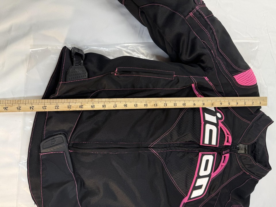 Icon Contra Jacket Womens Medium Black Pink Mesh Textile Motorcycle Riding Gear | eBay