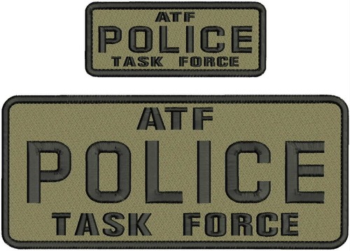 ATF Police T F embroidery patches 4x10 and 2x5 hook back black on ...