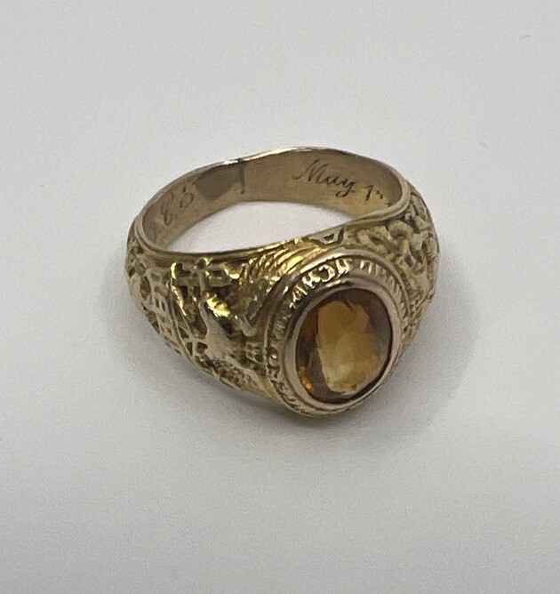 Naval Academy Cadet 14k Yellow Gold Ring Citrine Class 1929 Eagle ...