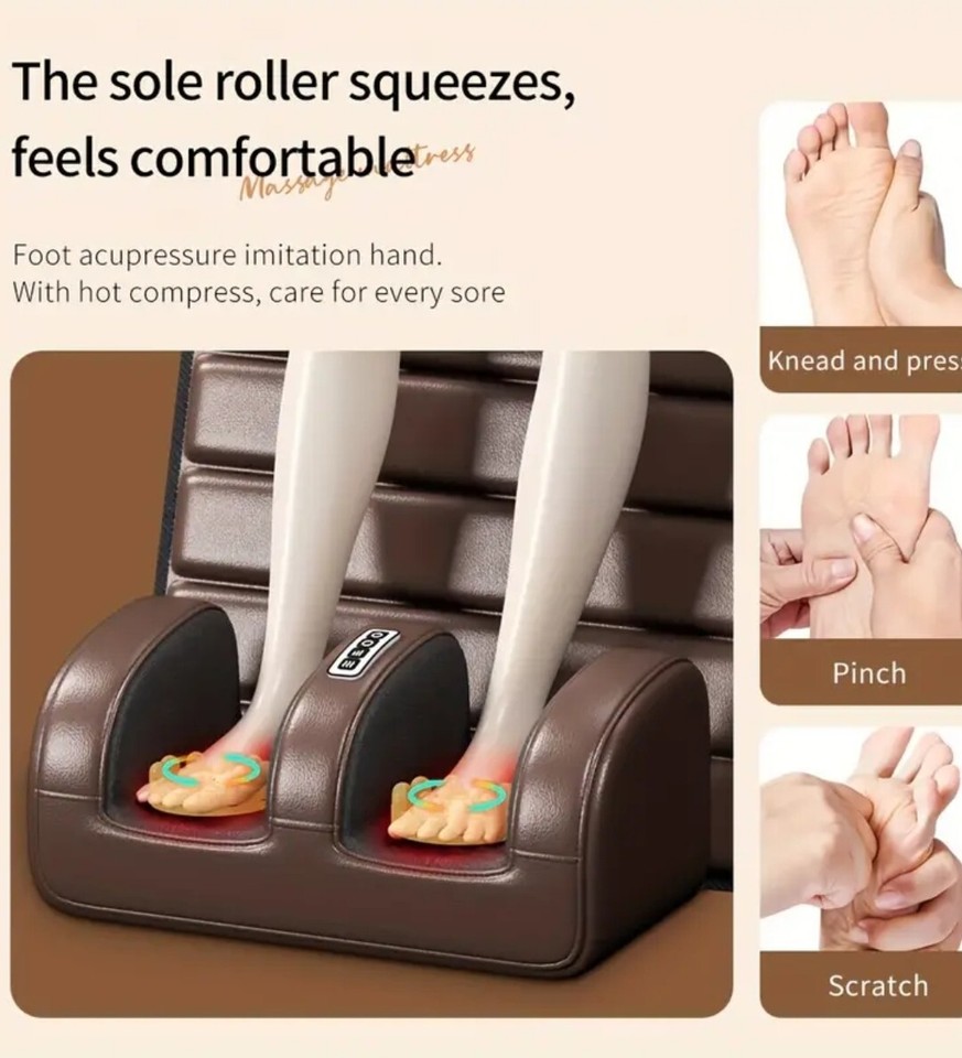 Full Body Massage Mat with Heat, 10 Vibrating Nodes With Pillows, Leg ...