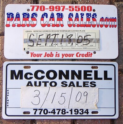 VINTAGE 2005-2009 GEORGIA TEMPORARY LICENSE PLATES- EXPIRED- DEALER ...