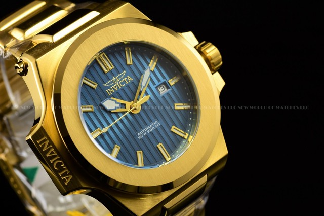 Invicta Men's 58mm Akula Prestige Automatic Blue Strips 18k Gold Watch ...