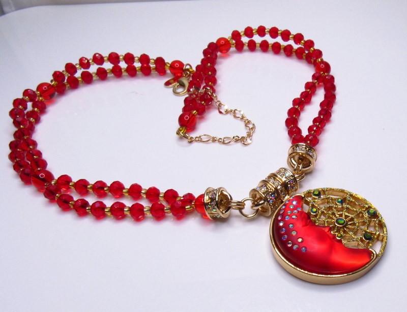 Kirks Folly Red Crystal Moon Pendant AB Rhinestones | eBay