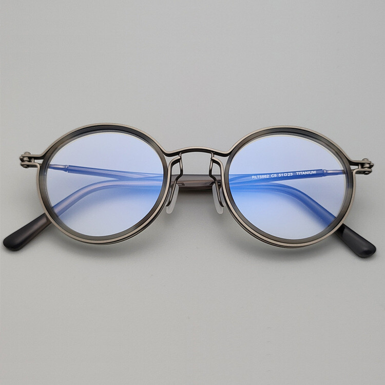Retro Round Eyeglasses Frame Ultra Light Spectacles Metal Frame For Men ...