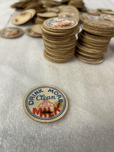Vintage Cardboard DRINK MORE CLEAN MILK Bottle Cap Pull Top** Dairy ...