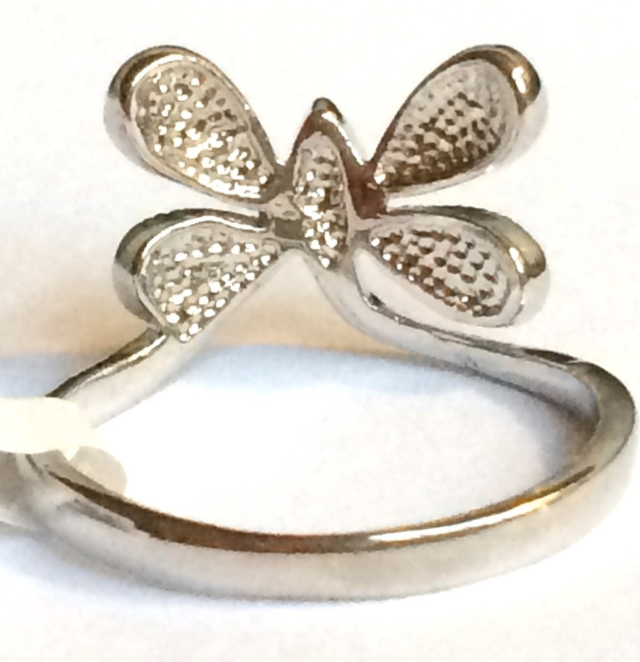 Silver Red Crystal Butterfly Ring Size 6 7 8 9 Insect Bug Rhodium ...