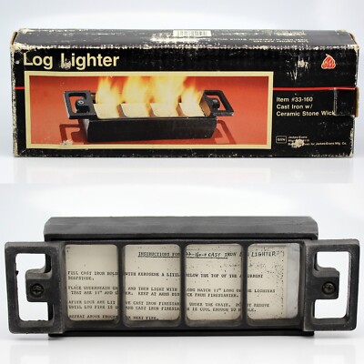 VTG NOS Jackes-Evans Mfg. Co. Cast Iron Log Lighter w/ Ceramic Stone ...
