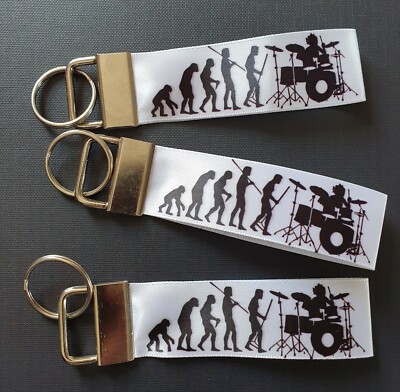 Evolution of a Drummer, Music, Drums, Musician Keyring Key Fob Handmade ...