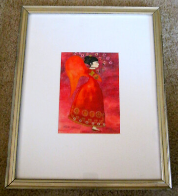 Pretty BETH BUD #187/250 ANGEL IN RED 12" x 15" Framed Matted PRINT | eBay