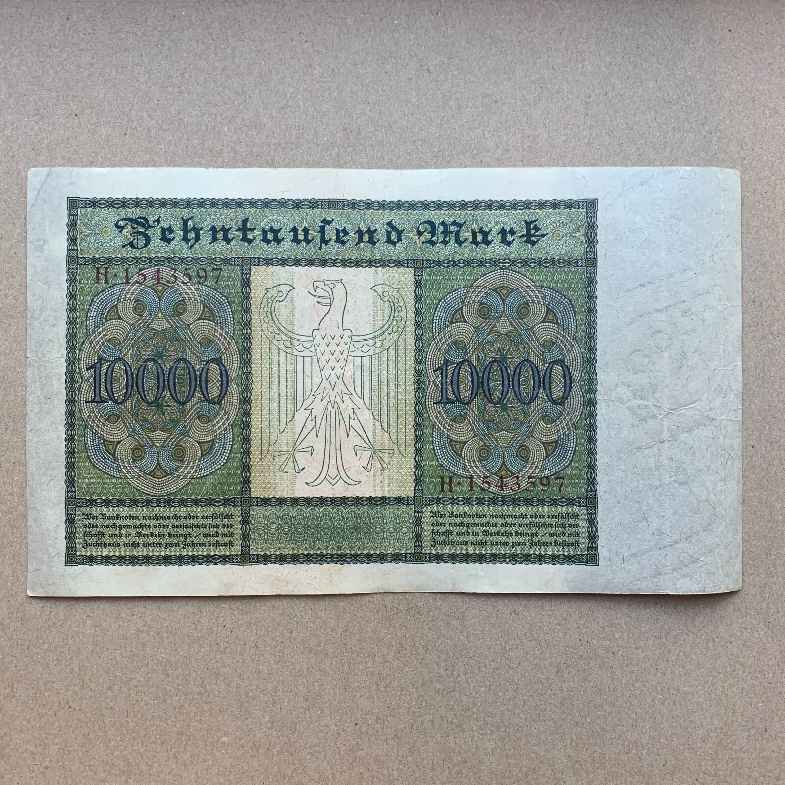 German VAMPIRE Note 10000 Mark Banknote 1922 Post WW1 Germany Currency ...
