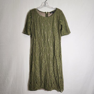 Edge By Jen Rade Dress Size 8 Women’s Green and Tan Lined Lace Velvet ...