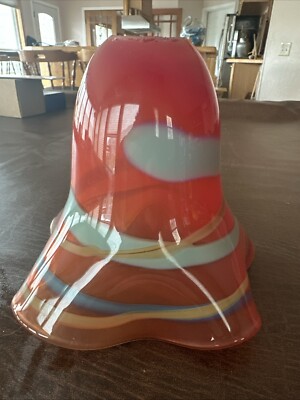7” Multicolored RUFFLE EDGE ART GLASS SHADE | eBay