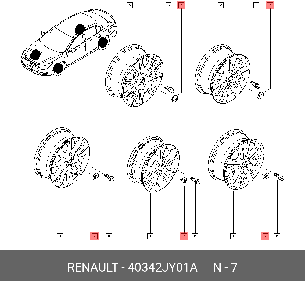 Genuine OE Ornam Assembly-Disc Wheel 40342JY01A for Renault 40342-JY01A ...