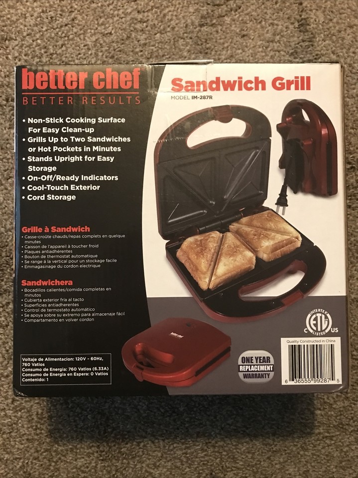 Better Chef Panini Grill Model Im-287r | eBay