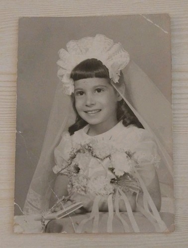1950s First Communion Sweet Pretty Little Girl, Veil, Flowers 5x7 ...