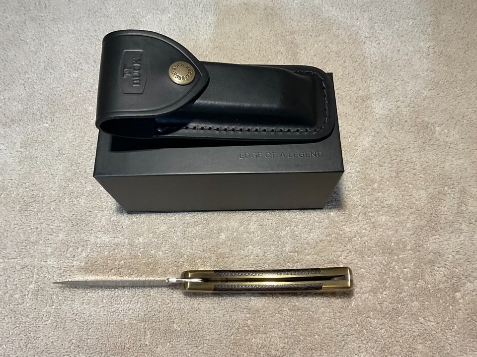 Buck 110 Folding Hunter Burlap Handle - Drop Point Blade, Brand New in ...