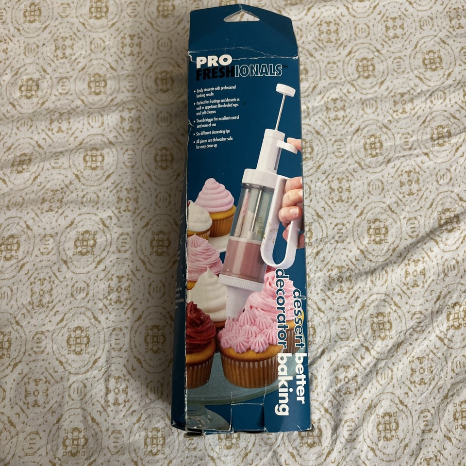 PROFRESHIONALS DESSERT FROSTING DECORATOR BAKING w/6 DECORATING TIPS IN ...