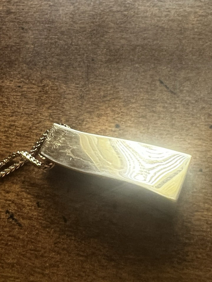 14k Solid Yellow Gold GCJ Italy Necklace With Monolith Pendant. Modern ...