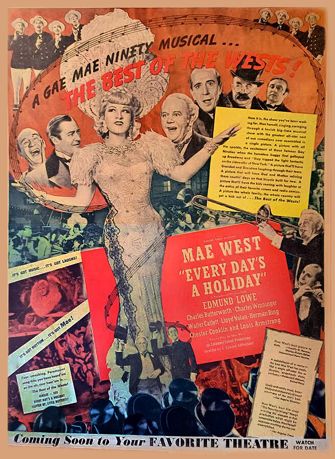 1938 MAE WEST - RARE, VINTAGE, COLOR, TABLOID-SIZED (15" X 20 ...