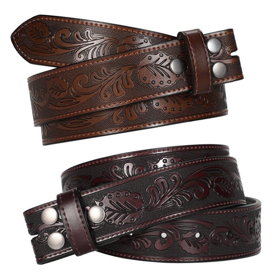 2 Pack Western Belts for Men without Buckle, Cowboy Belt for Buckle ...