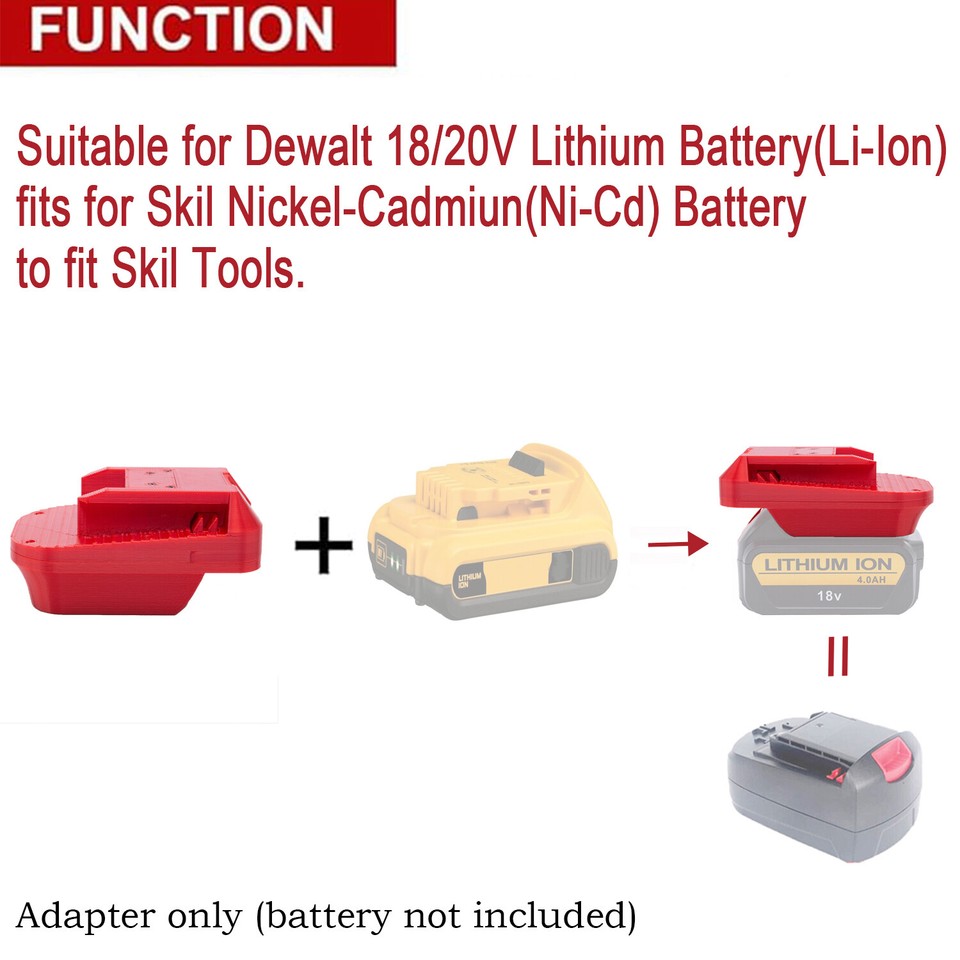 New Adapter For Dewalt 18/20V Li-Ion Battery To Fits Skil 18V Ni-Cd ...
