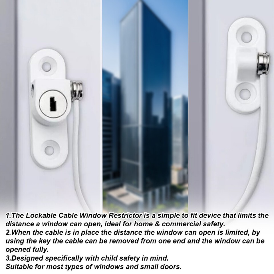 1/4/8x Window Door Restrictor Security Lock Child Baby Safety Cable ...