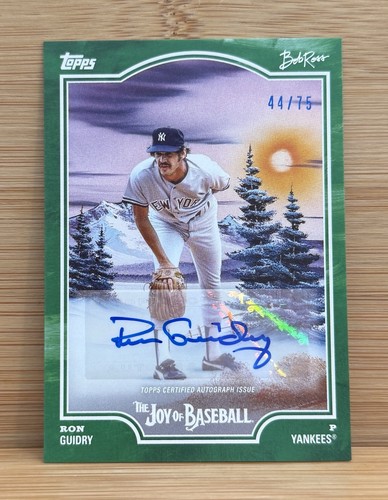 RON GUIDRY 2025 TOPPS X BOB ROSS THE JOY OF BASEBALL SAP GREEN AUTO 44/ ...