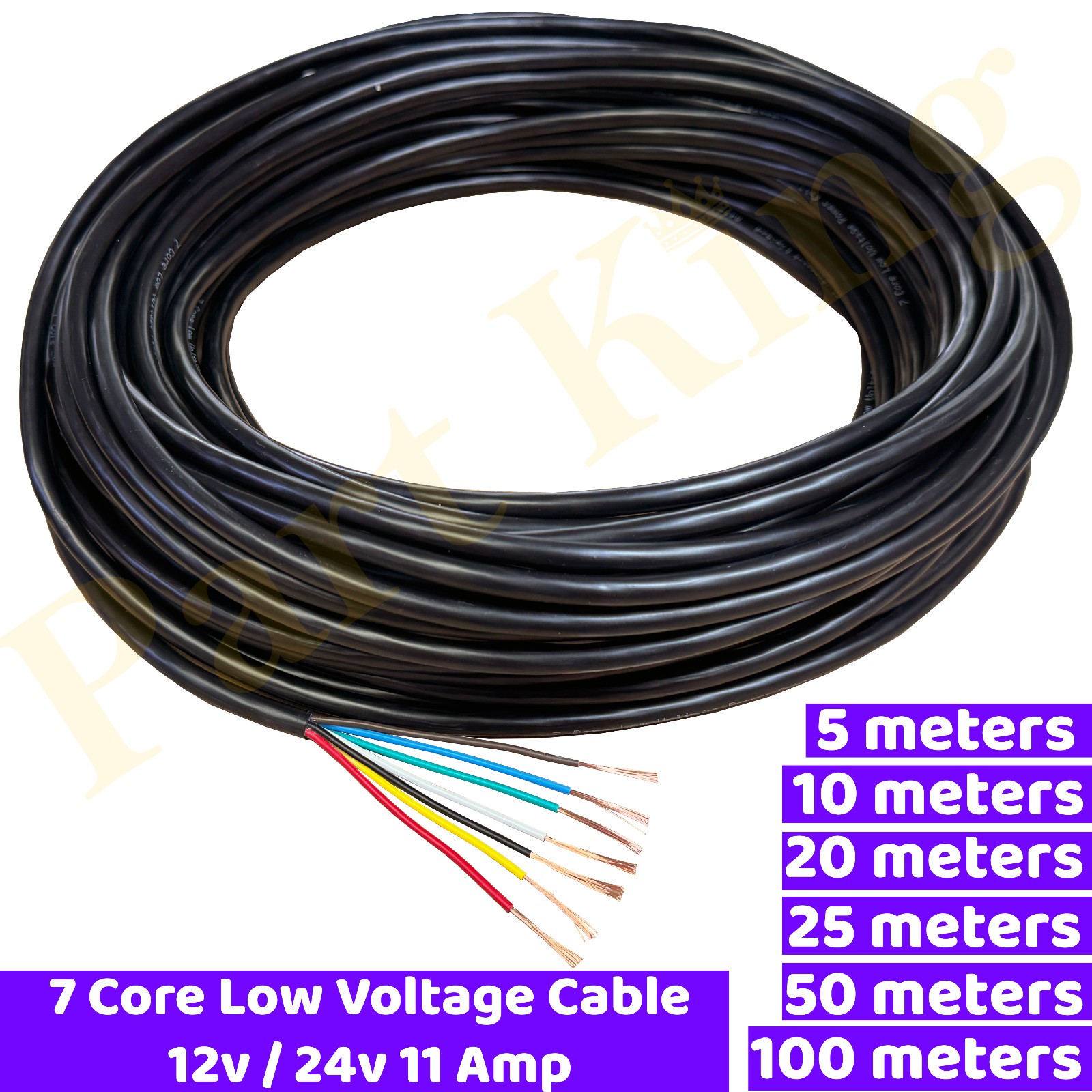 Part King 7 Core Trailer Cable 12v 24v Low Voltage Power Cable 11 Amp ...
