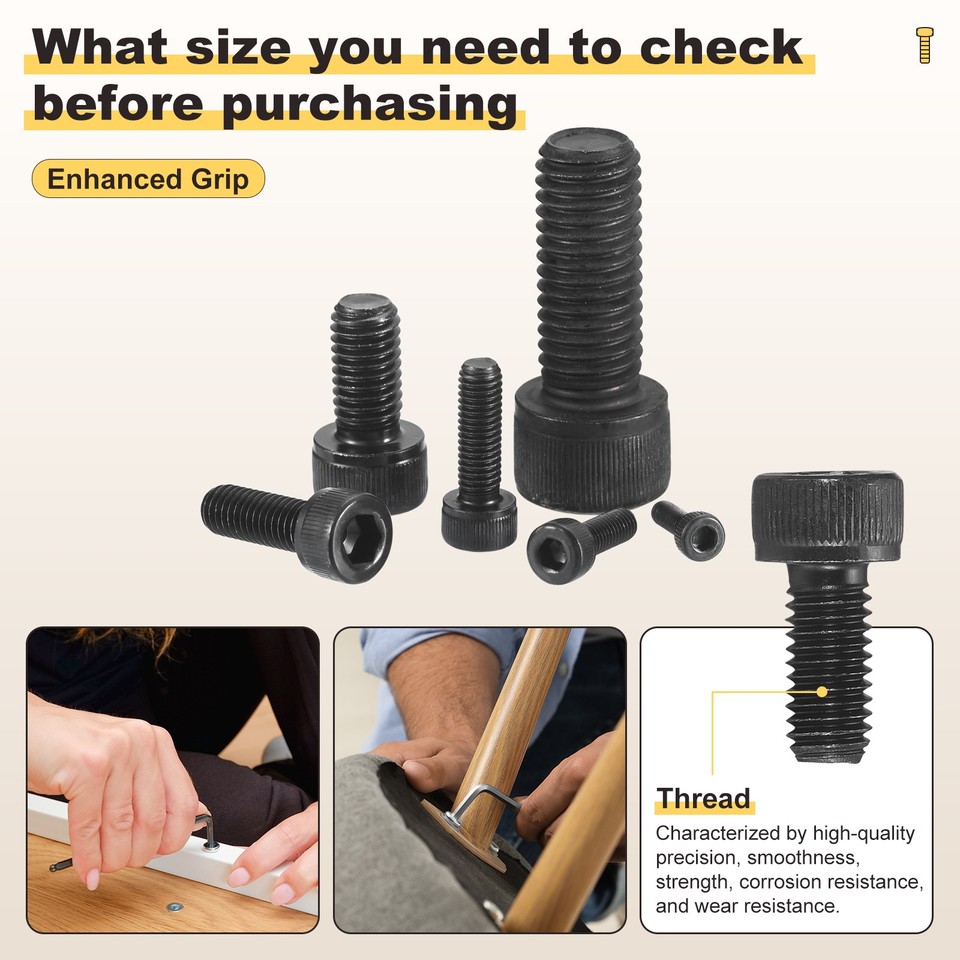 Socket Head Cap Screws(M8-1.25x12mm) 50Pcs, Allen Socket Drive Metric ...