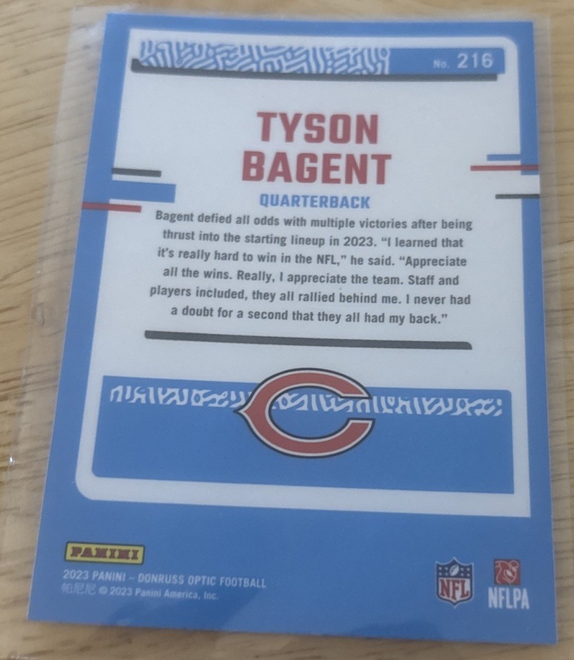 2023 Panini Donruss Optic Rated Rookie Tyson Bagent #216 Bears | eBay