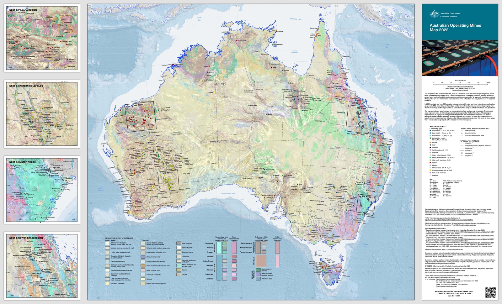 Australian Operating Mines Wall Map 2022 | eBay