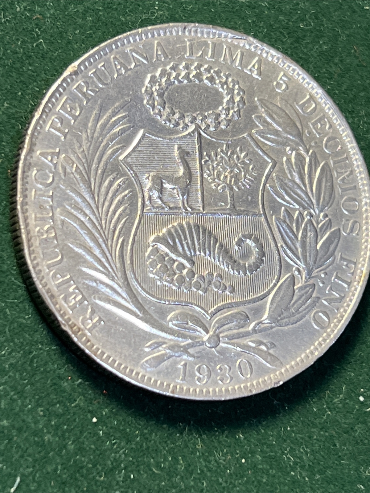 PERU, Republica Peruana Lima 1930 Silver Coin 5 Desimos Fino | eBay