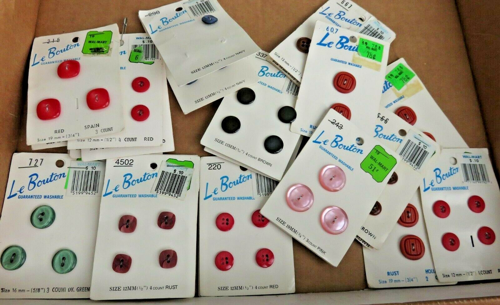 27 PACKS OF VINTAGE LE BOUTON BUTTONS ON THE CARDS FROM WAL-MART NEW ...