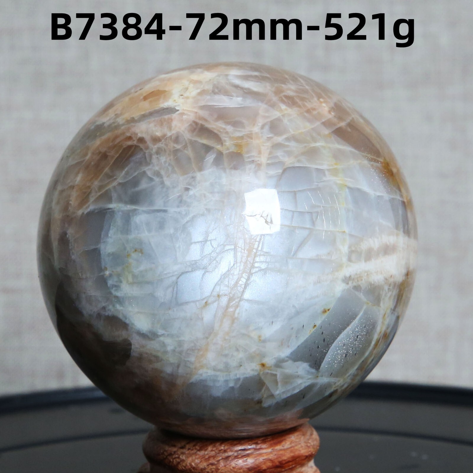 B7384-72mm-521g Natural orange moonstone quartz crystal ball healing | eBay