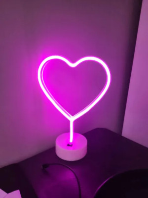 Neon Heart Light Heart Neon Sign Pink Heart Led Light with Base, Light ...