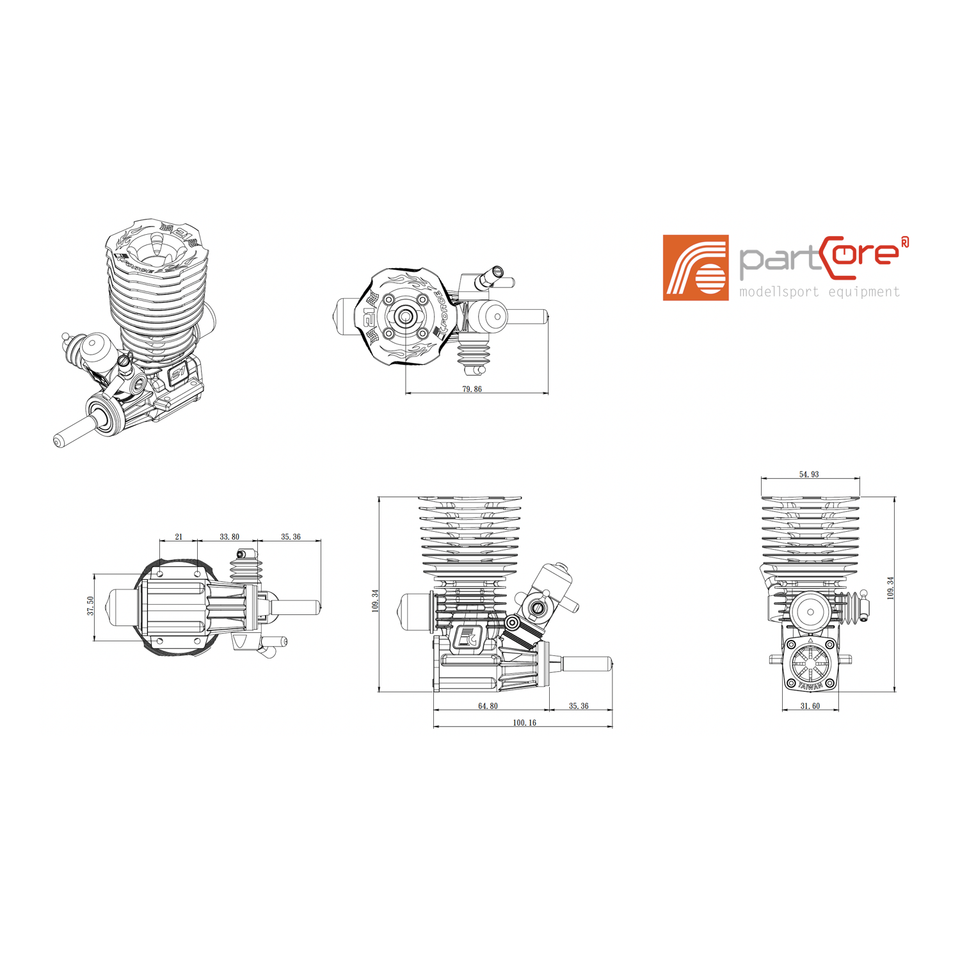 Nitro Engine 21R Racing PRO 3.48cc 2.3HP Turbo Engine V-Motor FORCE ...