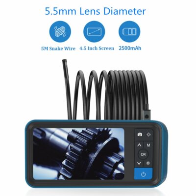TESLONG MS450 4.5" LCD 6LEDs 5.5mm Lens 5M Tube Endoscope Inspection ...
