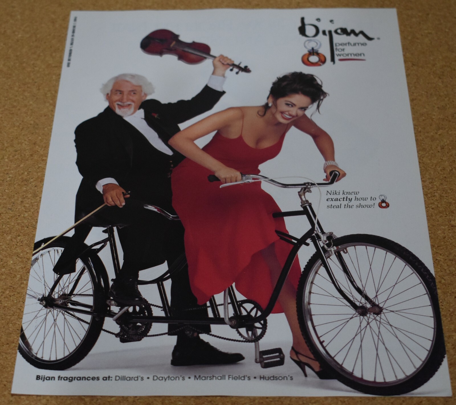 1994 Print Ad Bijan Fragrances Niki steal show lady red dress man ...