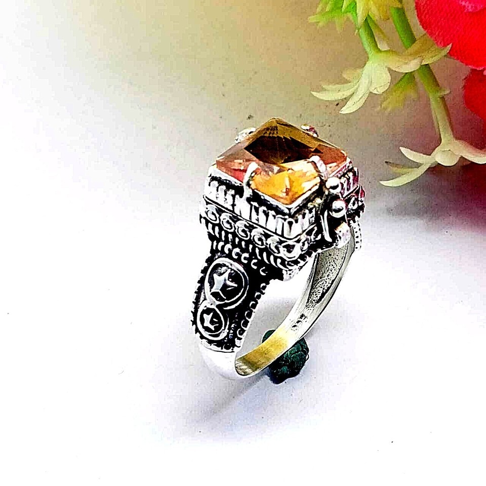 Morganite Gemstone Handmade New Poison Ring, 925 Sterling Silver Poison ...