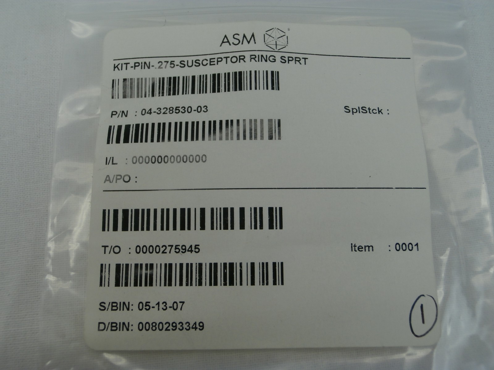 ASM 04-328530-03 Susceptor Ring .275" Quartz Pins SPRT Kit Lot of 3 New ...
