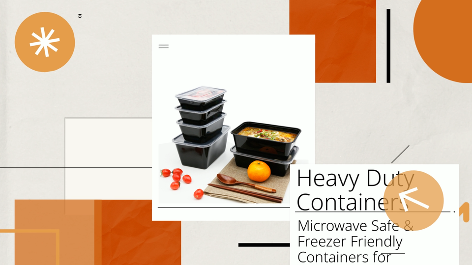 Reusable Takeaway Food Boxes Black Base Containers with Lids Microwave ...