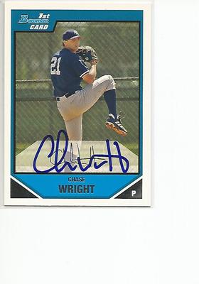 CHASE WRIGHT Autographed Signed 2007 Bowman Prospects card New York ...