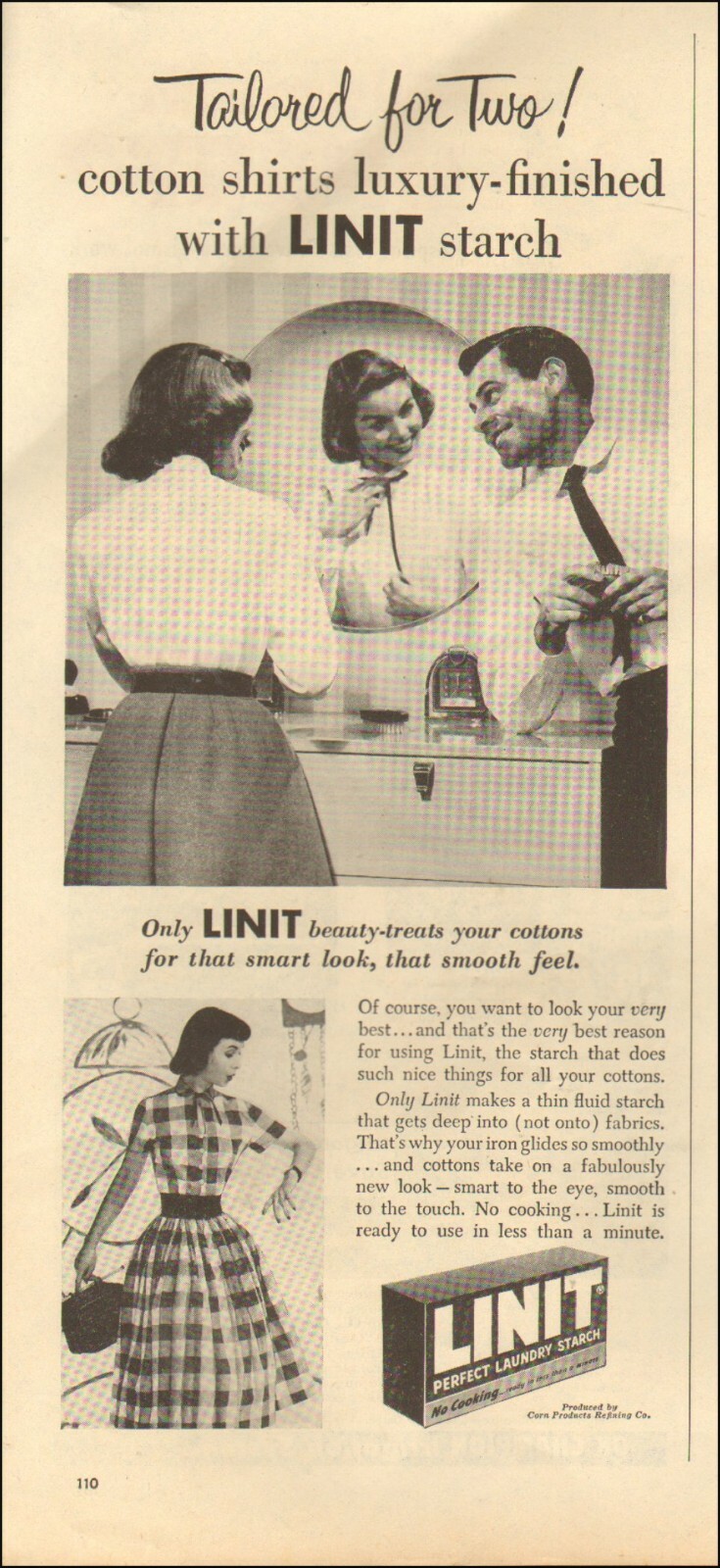 1954 Vintage ad for LINIT Laundry Starch retro Fashion Dress 11/03/21 ...