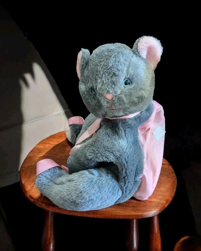 Vintage 1980s HUG-A-PET Dover BackPack Plush Rare Kitty Cat Gray & Pink ...