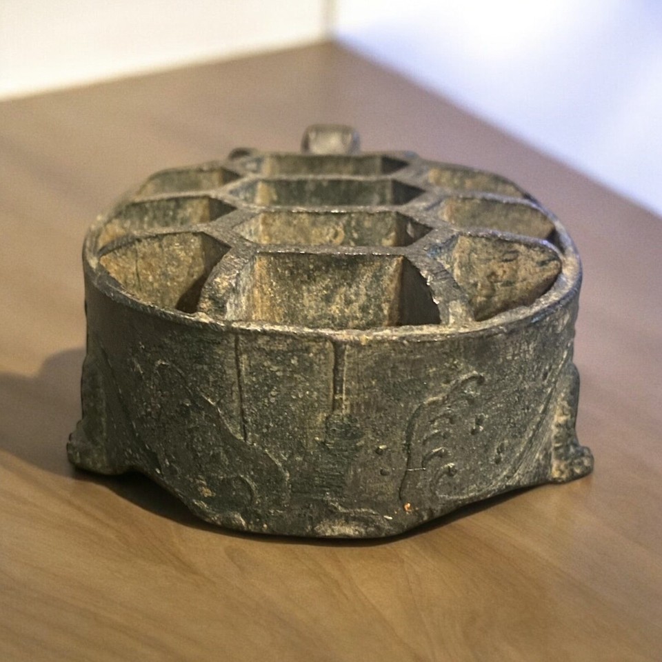 Large Metal Turtle Flower Frog Japan Kenzan Ikebana Ornate Great Wave ...