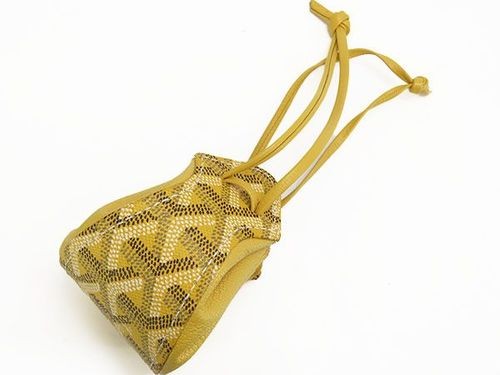 GOYARD Women's Drawstring Pouch mini Bag Herringbone Bourse Yellow ...