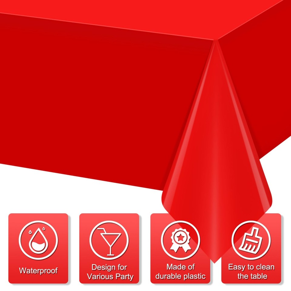 12 Pcs Red Black White Plastic Tablecloths Bulk,54 x 108 Inch ...